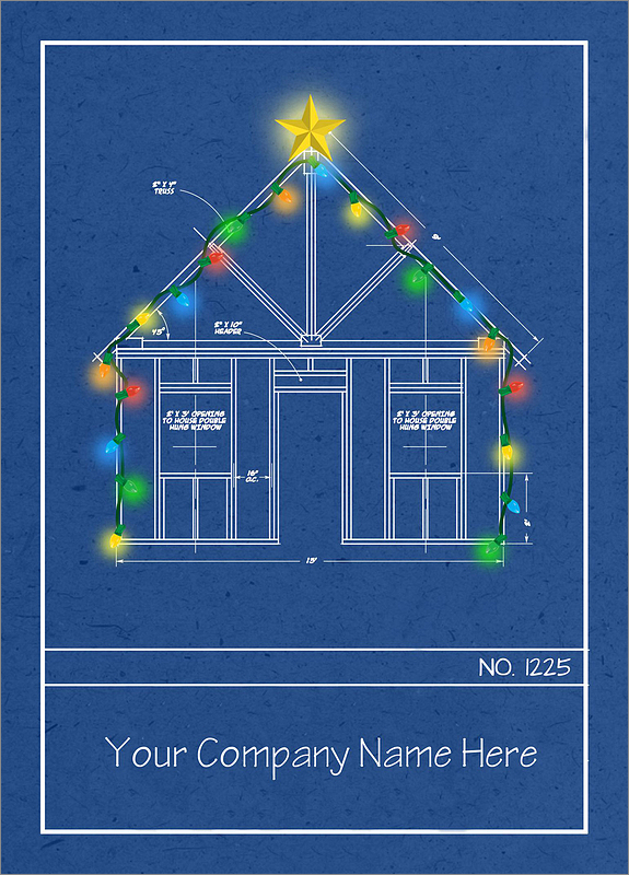 Blueprint Christmas Card (Glossy White) | Engineering Christmas Cards