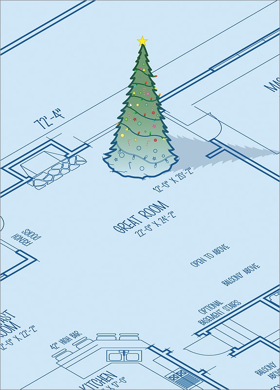 Christmas Card with Blueprint Personalized For Your Business