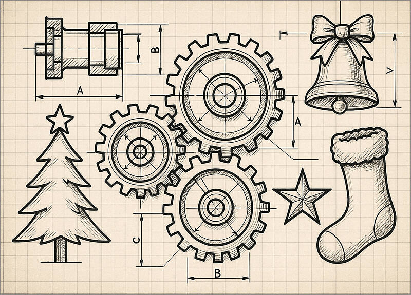 Engineering Christmas Card Drawing (Glossy White) | Engineering ...